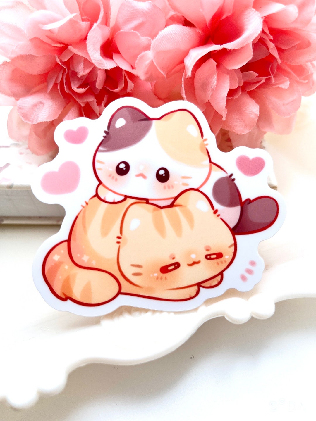 Cute Cats Waterproof Vinyl Sticker | Kawaii Chibi Art Kitten Animal ...