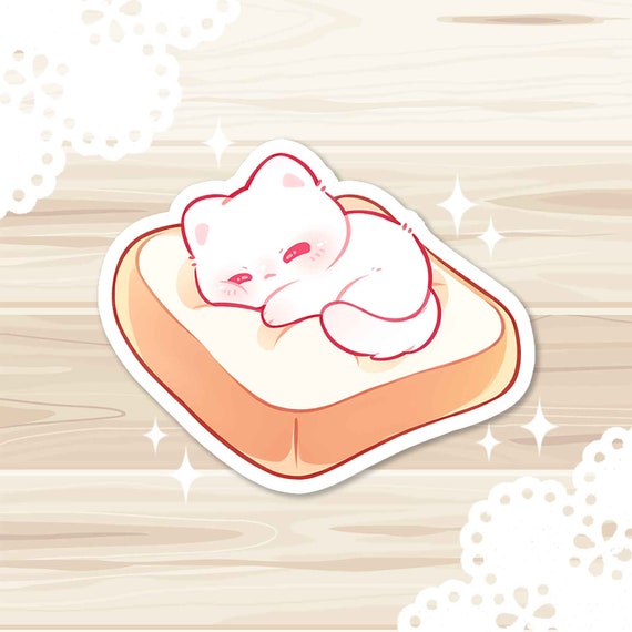 Cat Loaf Sticker Cute Cat Sticker Kawaii Food Sticker - Etsy