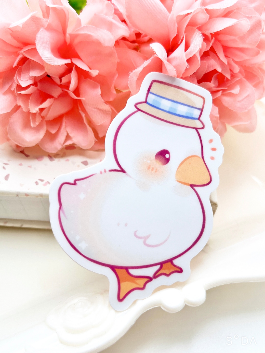 Duck With Hat Waterproof Vinyl Sticker | Kawaii Cute Chibi Duck Farm ...