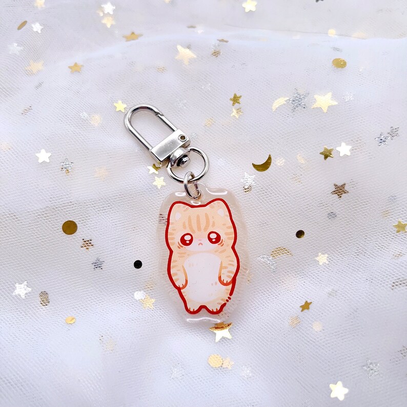 Meme Cats Glitter Mini Keychains | Cute Chibi Art Pet Kitty Calico ...