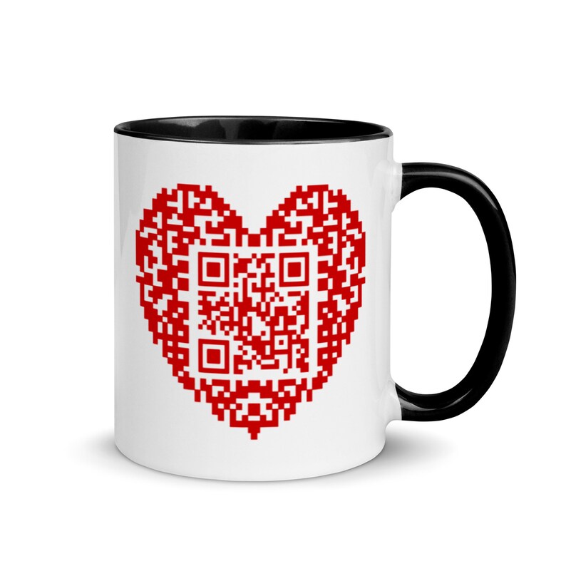 Personalized Coffee Mug With QR Code in Heart Shape - Personalized QR ...