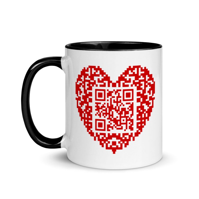 Personalized Coffee Mug With QR Code in Heart Shape - Personalized QR ...
