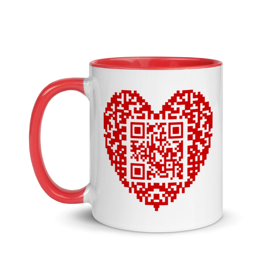 Personalized Coffee Mug With QR Code in Heart Shape - Personalized QR ...
