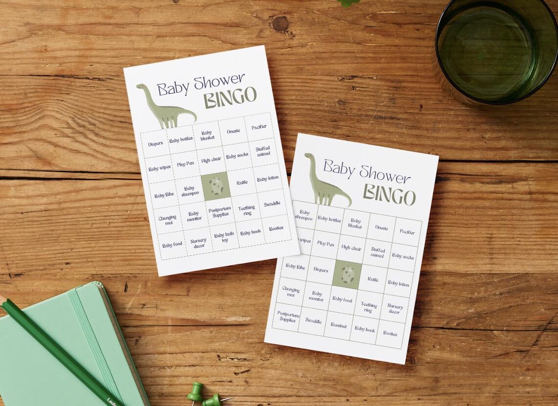 Babyshower Green Dinosaur Gift Bingo Game + Babyshower Activity - Etsy