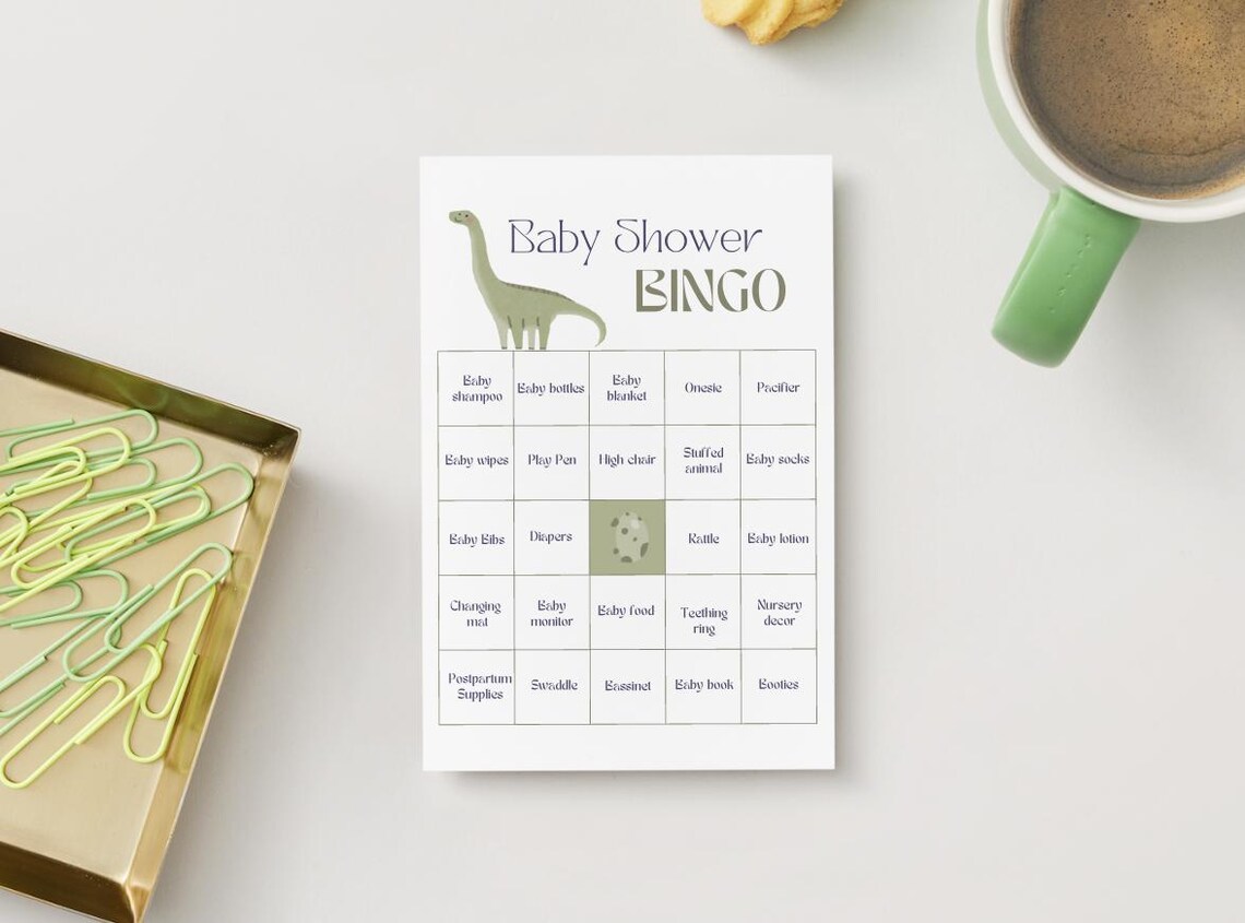 Babyshower Green Dinosaur Gift Bingo Game + Babyshower Activity - Etsy