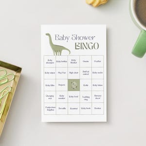 Babyshower Green Dinosaur Gift Bingo Game + Babyshower Activity - Etsy