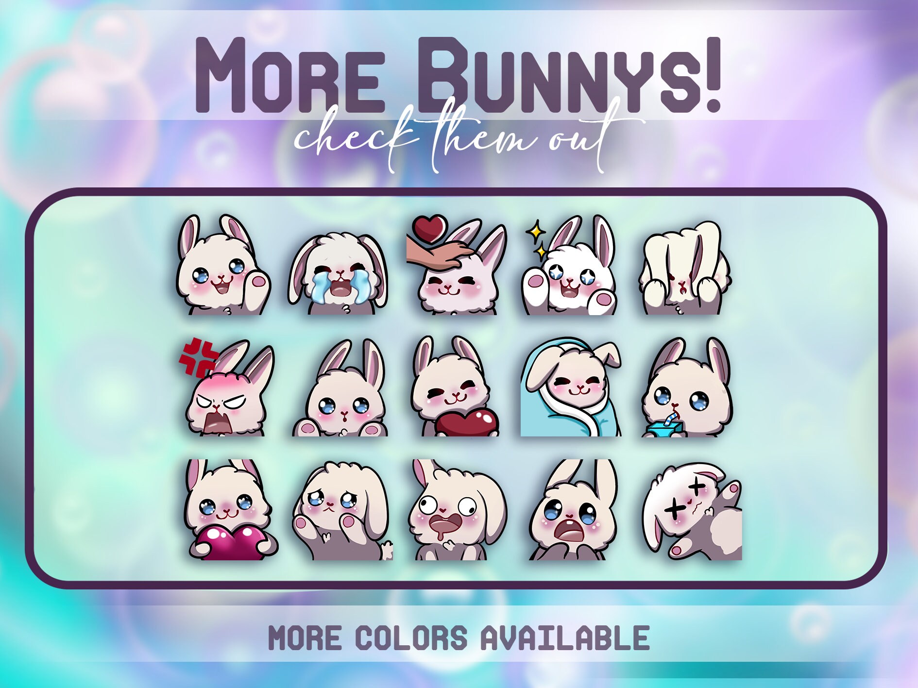 Cute Bunny Emotes /white Rabbit / Twitch Emotes /love Cute | Etsy