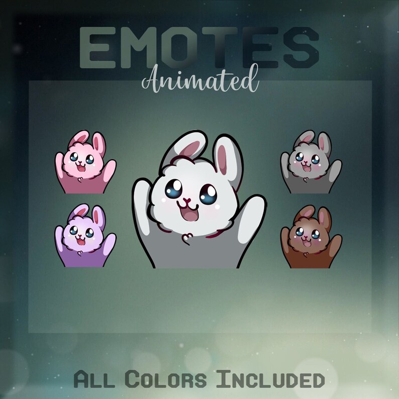 Animated Emote / Cute Bunny Exited / Dance / Rabbit / White Gray Pink ...