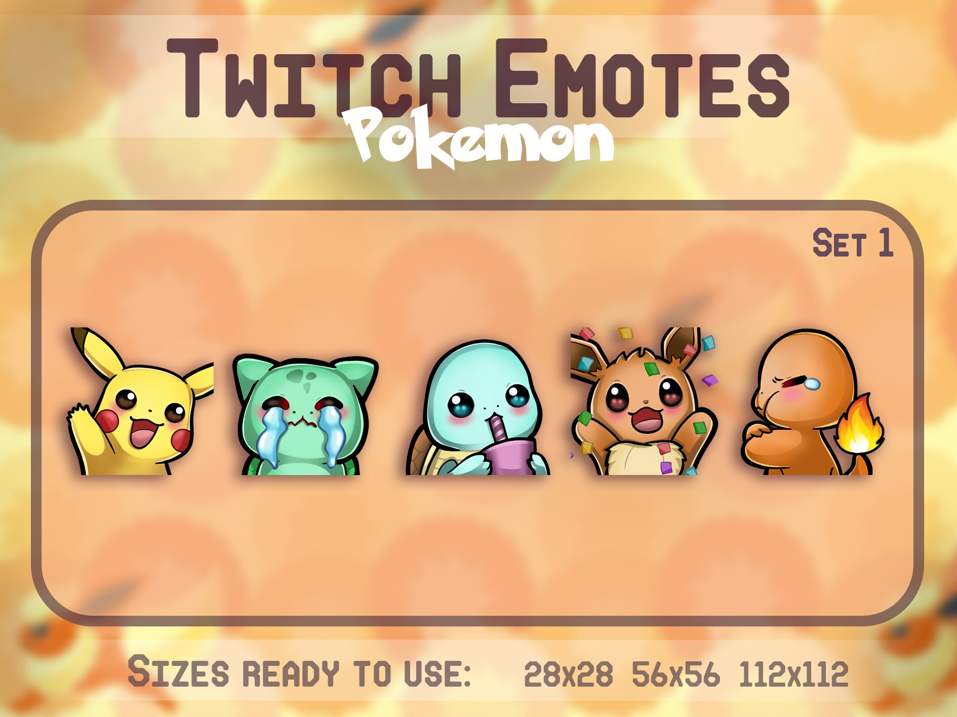 Cute Pokemon Emotes / Twitch Emotes / Hi Cry Sip Hype Mad - Etsy.de