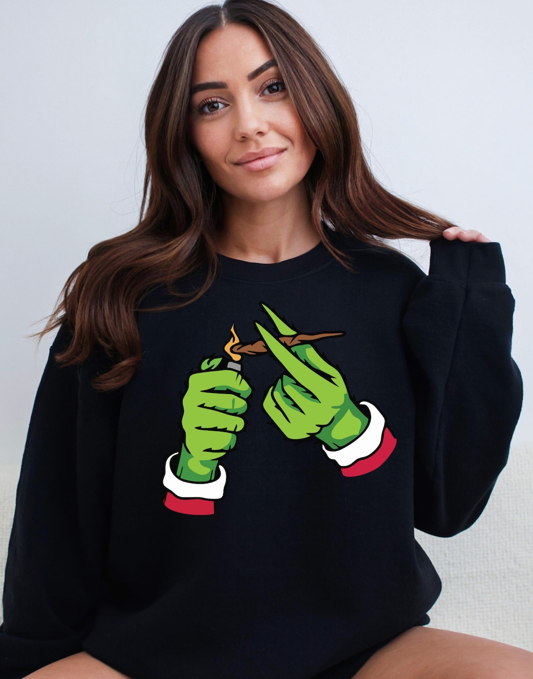 Grinch Pothead Christmas Sweater, Cannabis Christmas Sweatshirt ...