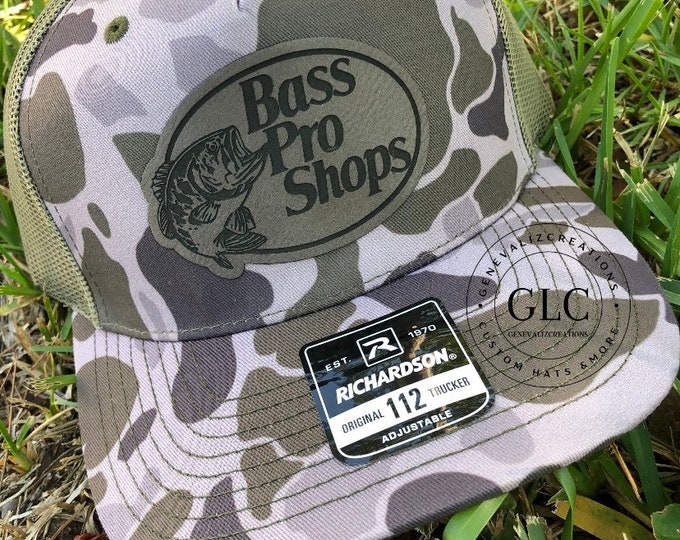 Vintage Duck Camo Bass Pro Shop Richardson Trucker Hat W Gray Patch T For Him Bass Pro