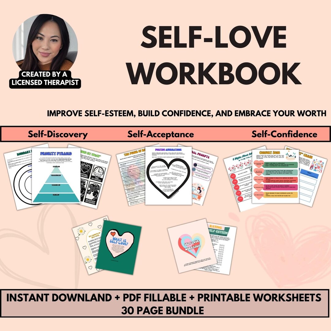 Self Love Workbook, Self-esteem, Confidence, Therapy Worksheets, Mental ...