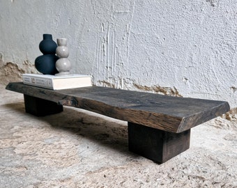 Decorative Wabi Sabi Bench Japanese Solid Wood Furniture Low Wood Slab ...