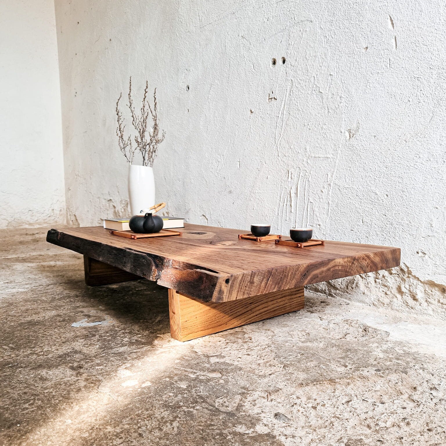 Live Edge Wood Slab Japanese Coffee Table, Japanese Furniture ...