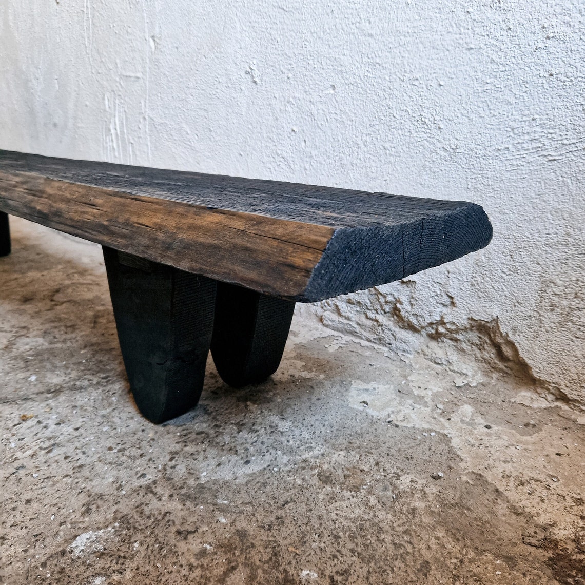 Decorative Wabi Sabi Bench Black Japanese Solid Wood Furniture Low Wood ...