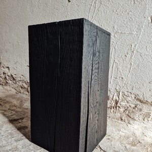 Wood Block Side Table Industrial Wood Cube Table Wabi Sabi Bedside ...