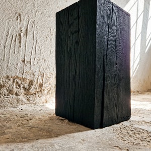 Wood Block Side Table Industrial Wood Cube Table Wabi Sabi Bedside ...