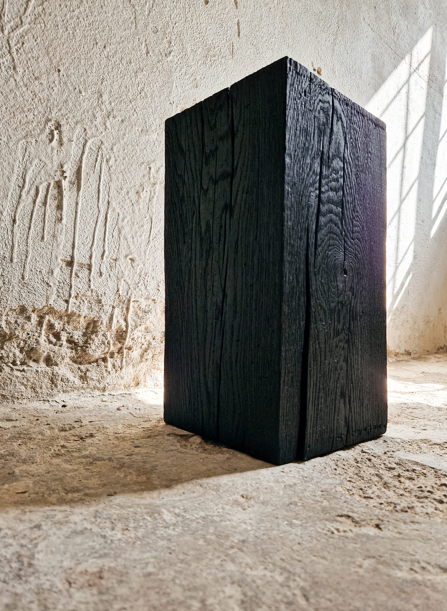 Wood Block Side Table Industrial Wood Cube Table Wabi Sabi Bedside ...