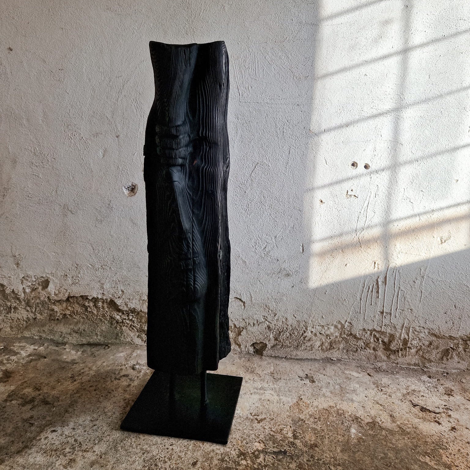 Large Wooden Black Statue, Industrial Face Statue, Dark Home Decor ...