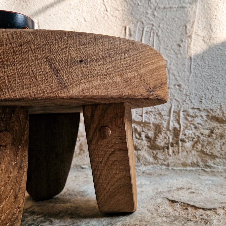 Wabi Sabi Round Coffee Table, Reclaimed Wood Oak Coffee Table, Natural ...