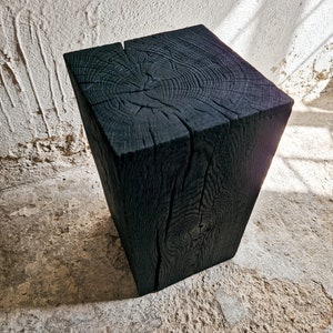 Wood Block Side Table Industrial Wood Cube Table Wabi Sabi Bedside ...