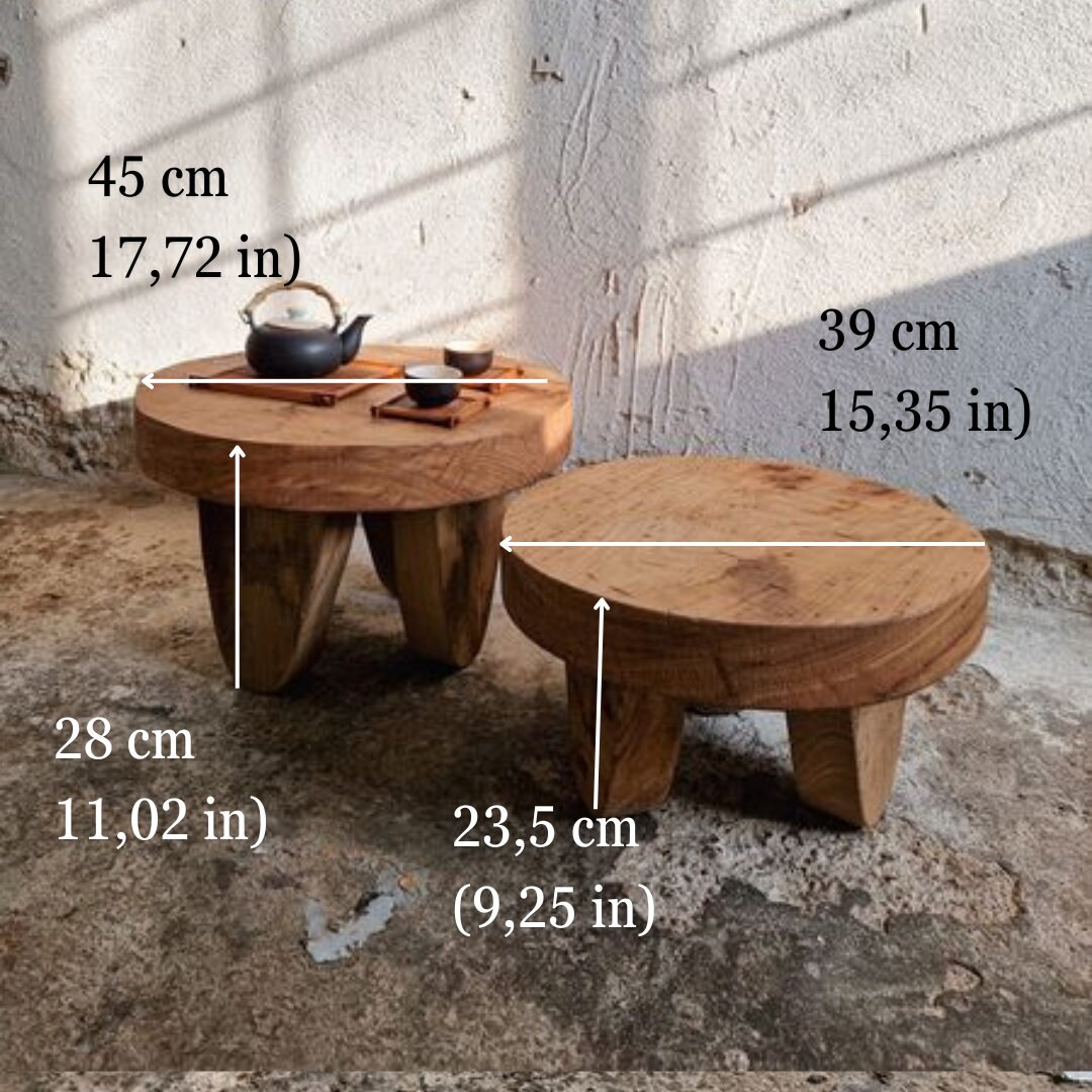 Wabi Sabi Round Coffee Table, Reclaimed Wood Oak Coffee Table, Natural ...