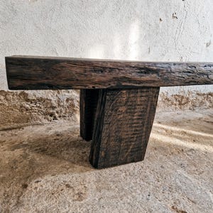 Decorative Wabi Sabi Bench Black Japanese Solid Wood Furniture Low Wood Slab Bench Industrial ...