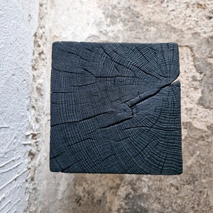 Wood Block Side Table Industrial Wood Cube Table Wabi Sabi Bedside ...