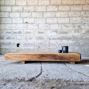 Oak Beam Wabi Sabi Coffee Table, Wood Block Japanese Furniture, Large ...