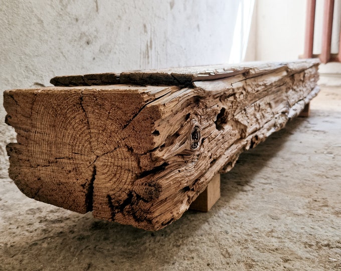 Wabi Sabi Beam Bench, Distressed Furniture, Rustic TV Stand, Long Wood ...