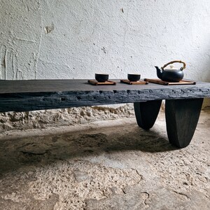 Decorative Wabi Sabi Bench Black Japanese Solid Wood Furniture Low Wood ...
