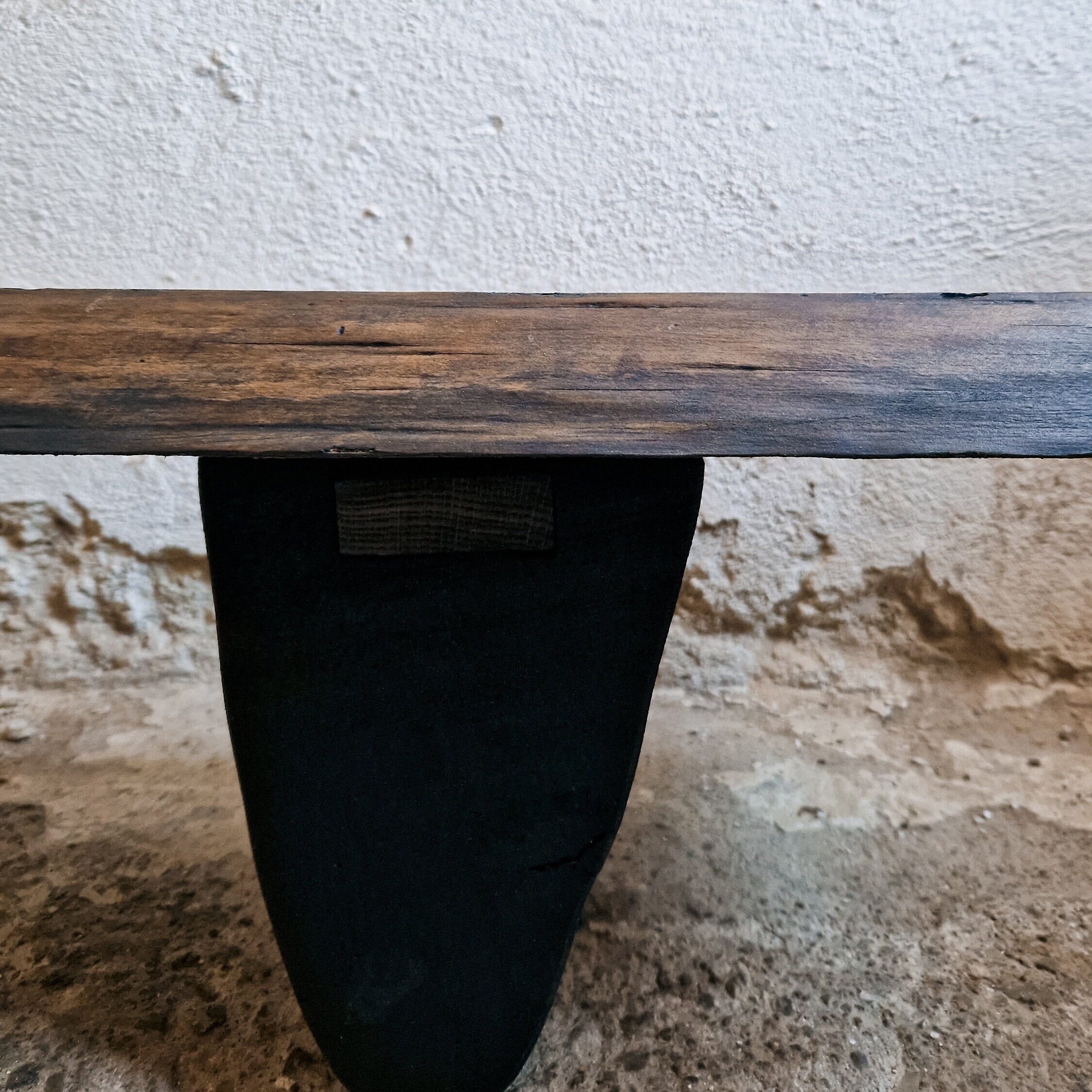 Decorative Wabi Sabi Bench Black Japanese Solid Wood Furniture Low Wood ...