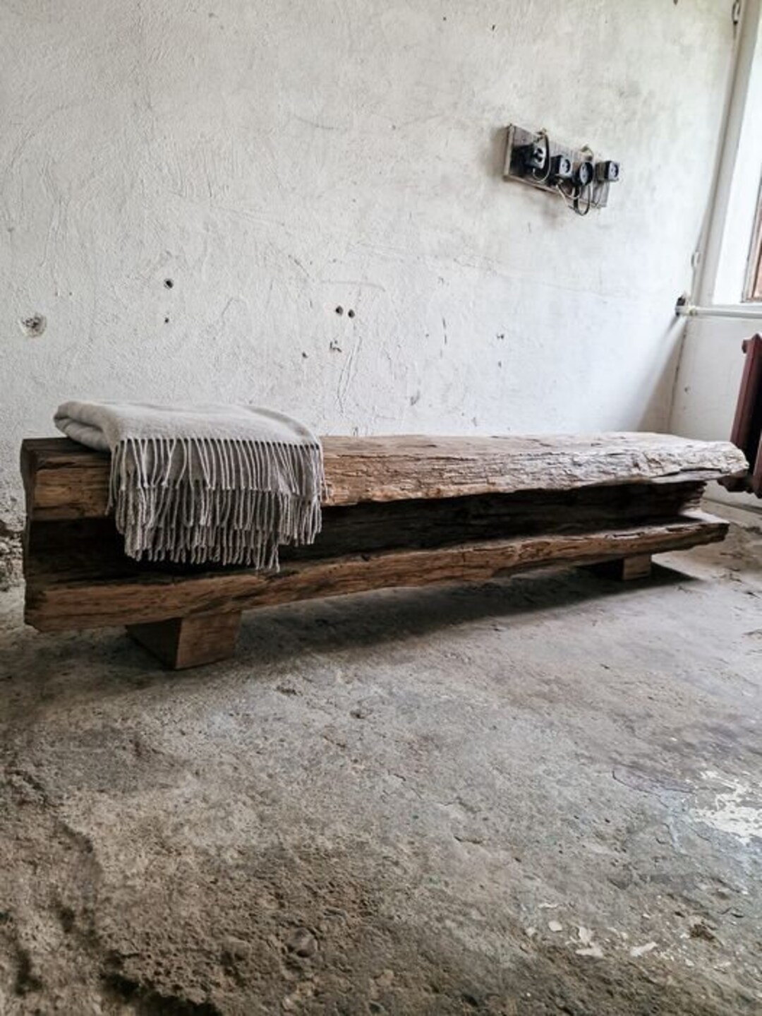 Wabi Sabi Beam Bench, Distressed Furniture, Rustic Bench, Wood Slab ...