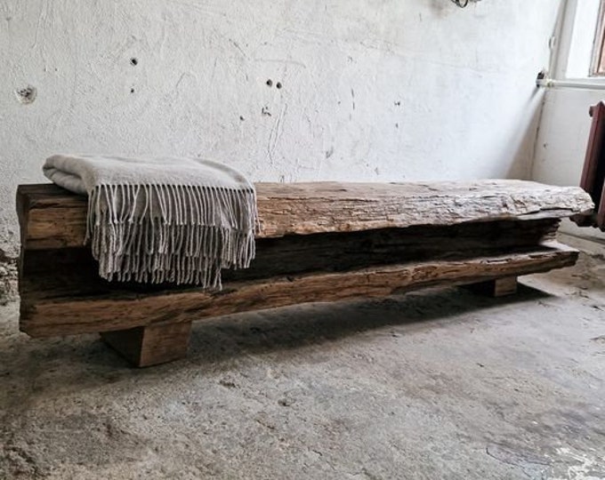 Wabi Sabi Beam Bench, Distressed Furniture, Rustic Bench, Wood Slab ...