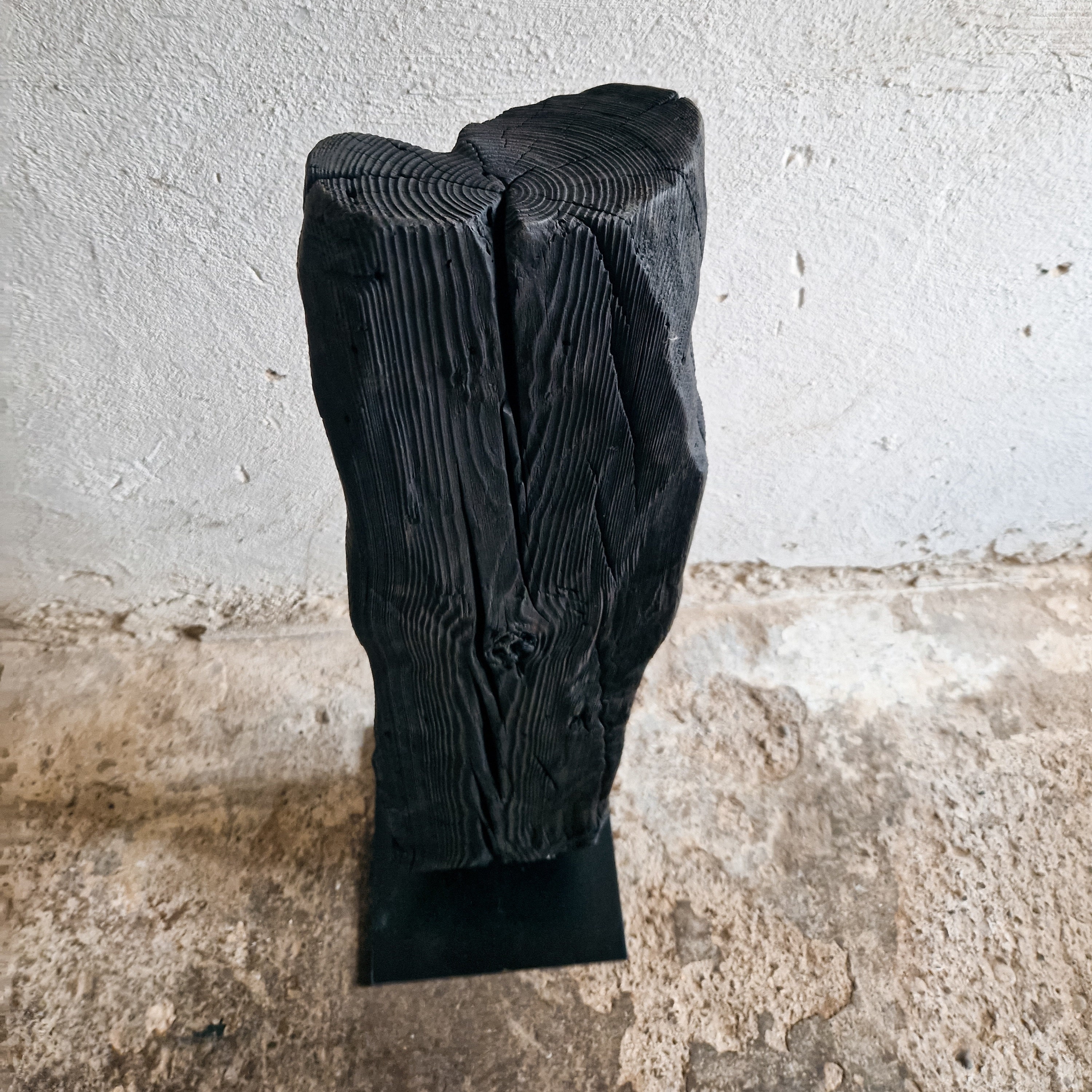Large Wooden Black Statue, Industrial Face Statue, Dark Home Decor ...