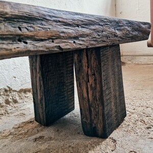 Decorative Wabi Sabi Bench Black Japanese Solid Wood Furniture Low Wood Slab Bench Industrial ...