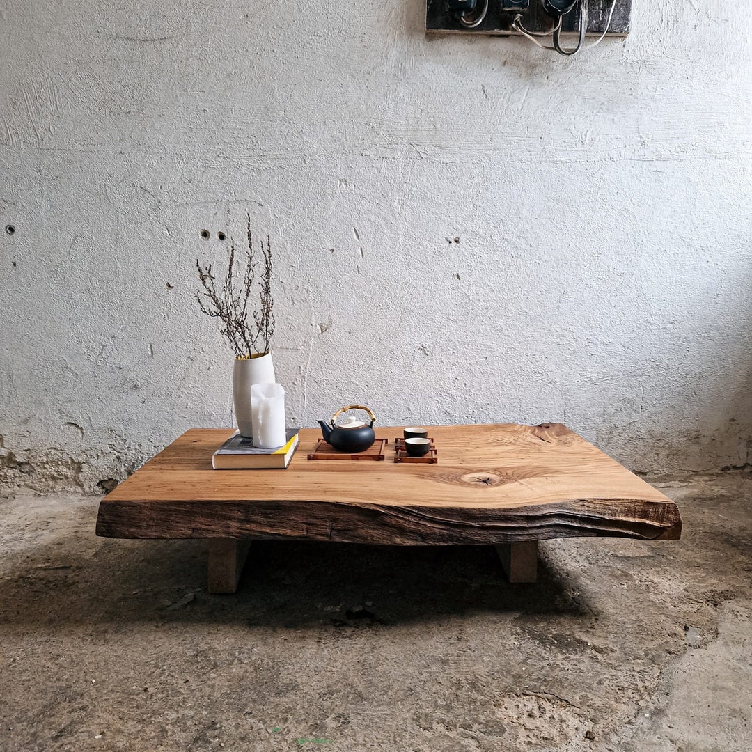 Live Edge Wood Slab Japanese Coffee Table, Japanese Furniture ...