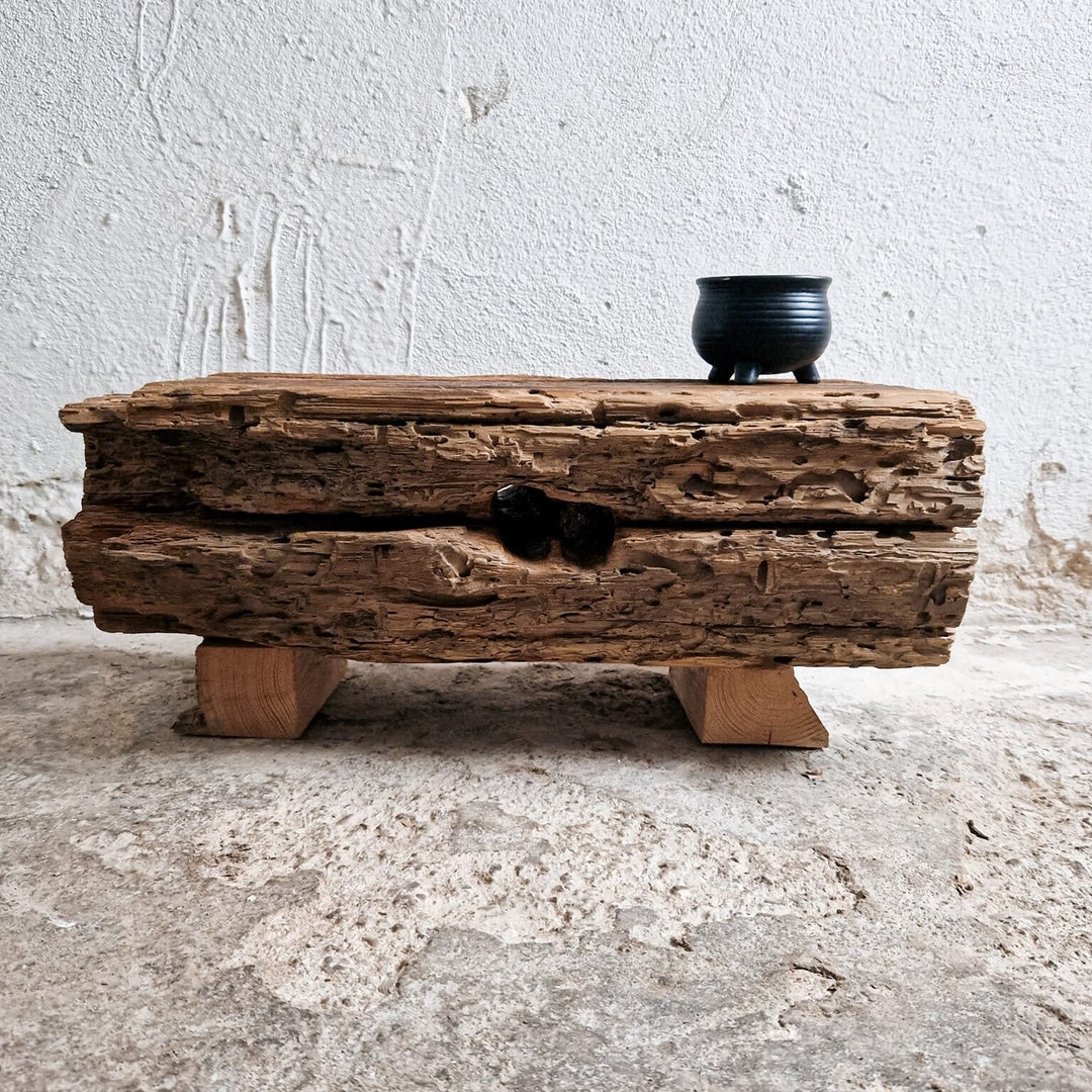 Distressed Furniture Solid Wood Blocks Furniture Low Beam Bench Natural ...