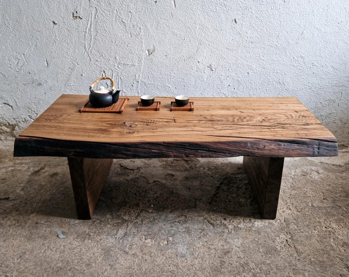 Live Edge Wood Slab Japanese Coffee Table, Japanese Furniture ...