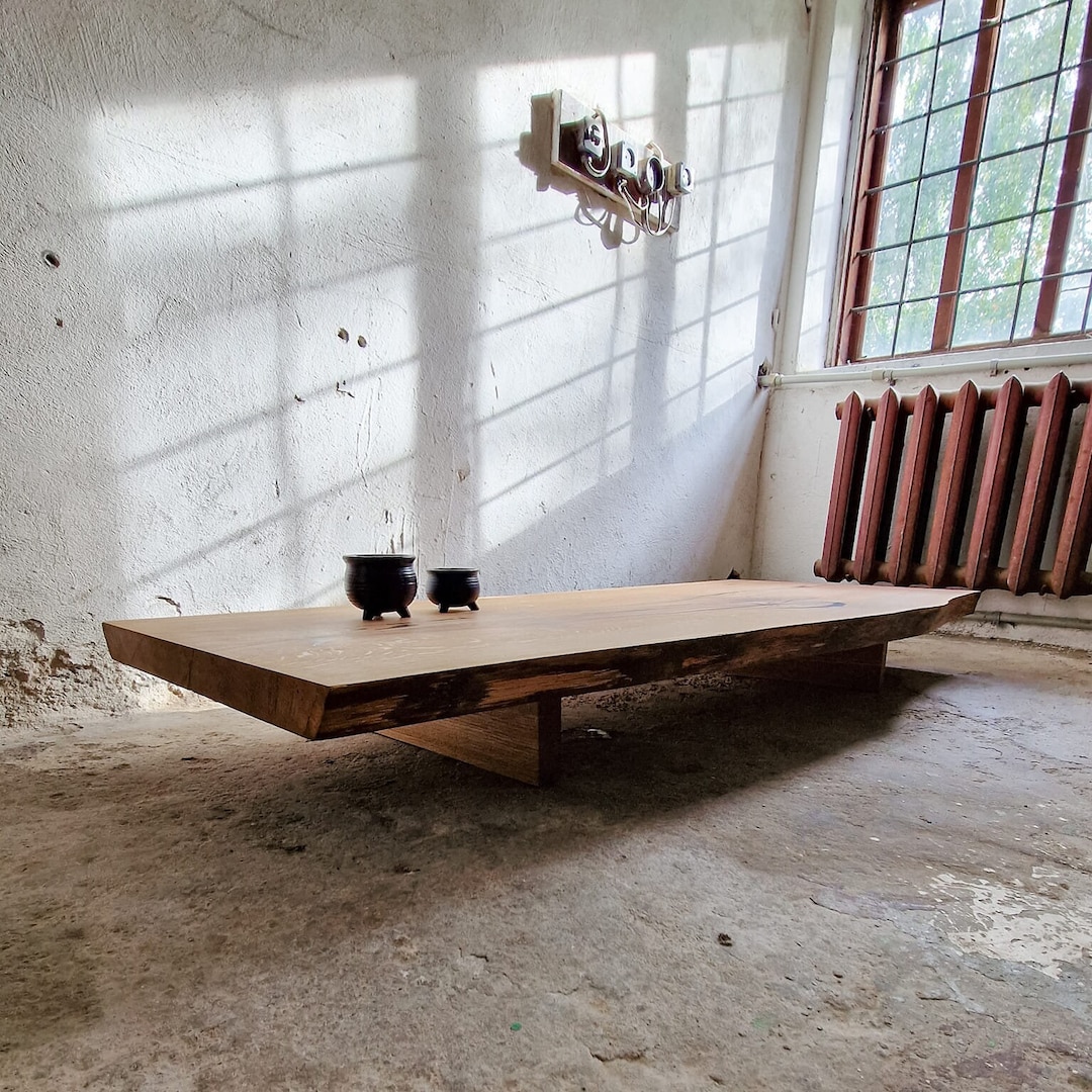 Live Edge Wood Slab Japanese Coffee Table, Japanese Furniture ...