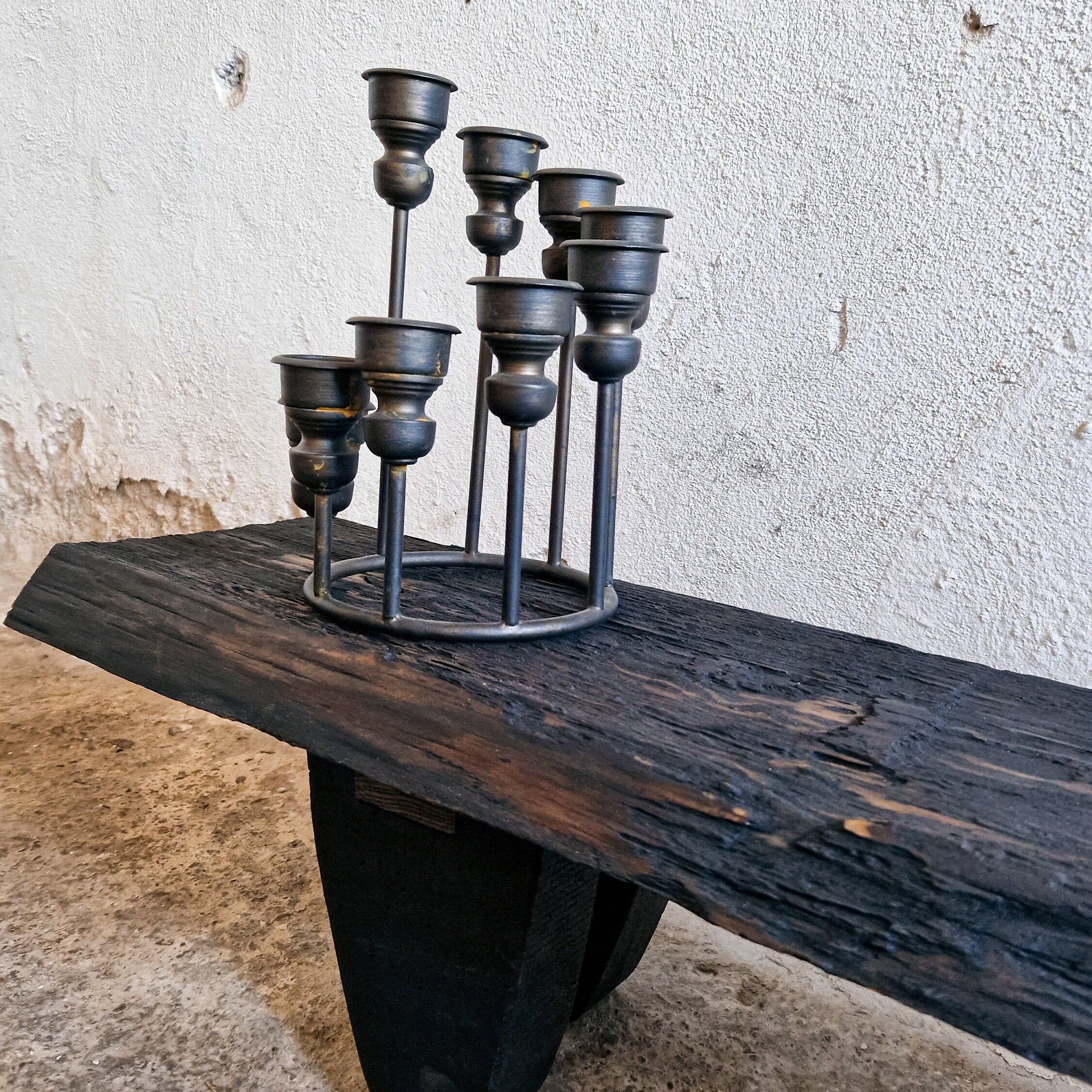 Decorative Wabi Sabi Bench Black Japanese Solid Wood Furniture Low Wood ...