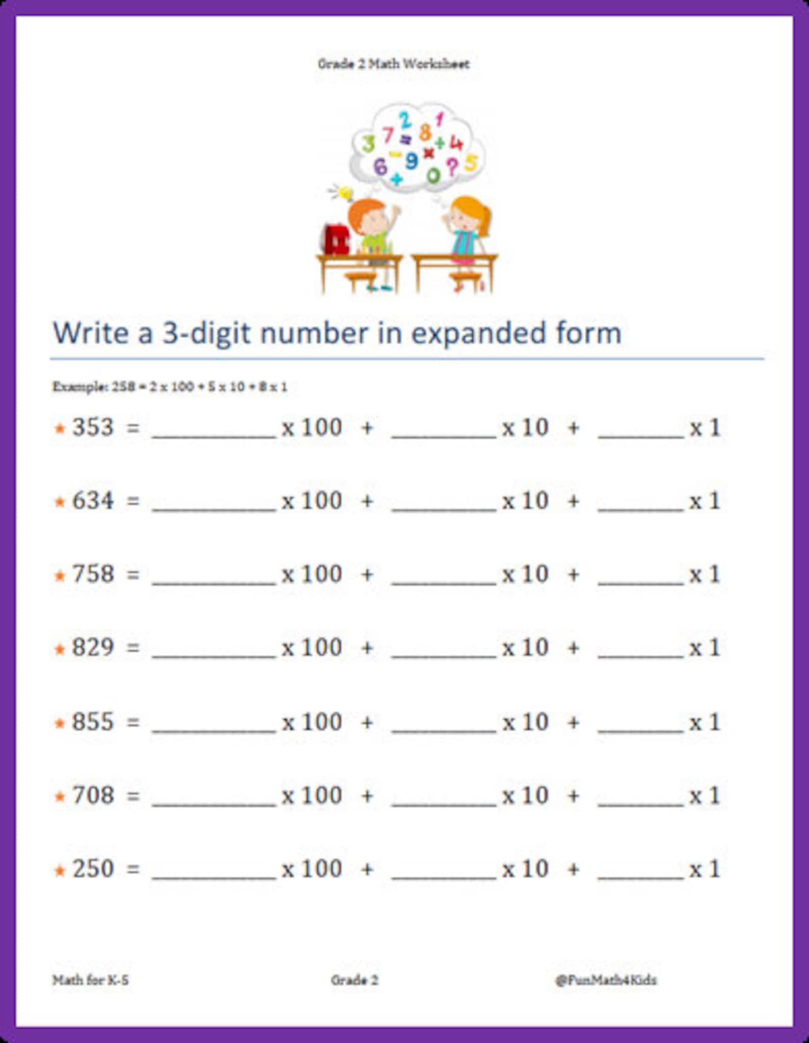 2nd Grade Math Worksheets: Skip Counting & Expanded Forms (printable ...