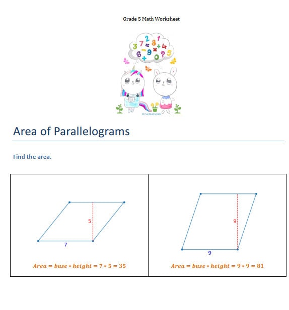 5th Grade Math Worksheets | Geometry | Areas of Triangle, Rectangle ...