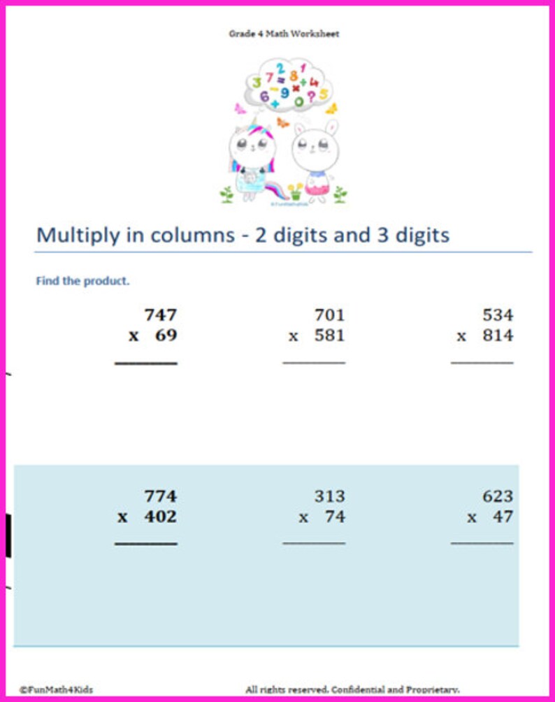 4th Grade Math Worksheets: Fractions & Multiplication (printable PDF ...