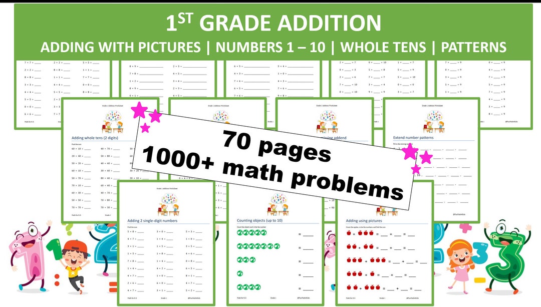 1st Grade Addition Worksheets: 70 Pages, 1000+ Problems (printable PDF ...
