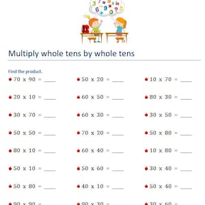 3rd Grade Math Worksheets: Multiplication Practice (printable PDF) - Etsy