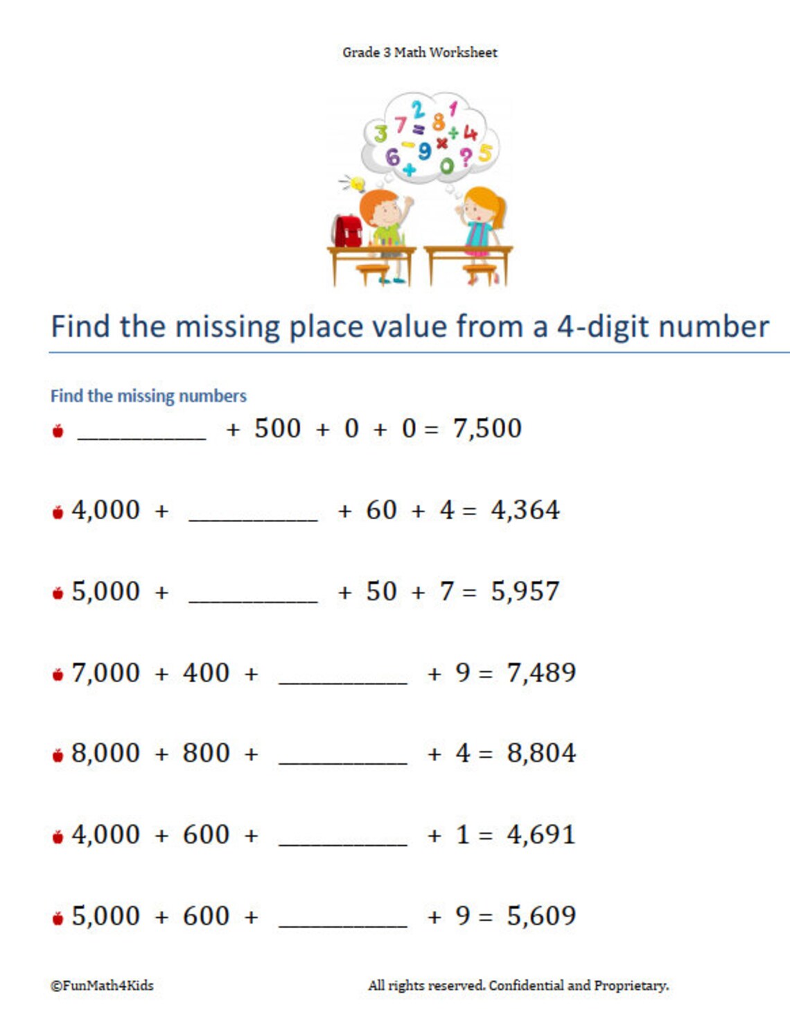 3rd Grade Math Worksheets: Place Value & Expanded Form (printable PDF ...