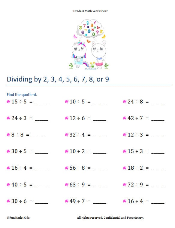 3rd Grade Math Worksheets | Division | Order of Operations | 55 Pages ...