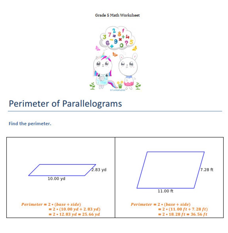 5th Grade Geometry Worksheets: Perimeter Practice (printable PDF) - Etsy