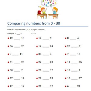 1st Grade Math Worksheets | Comparing | Ordering | 0 - 100 | 40 Pages ...
